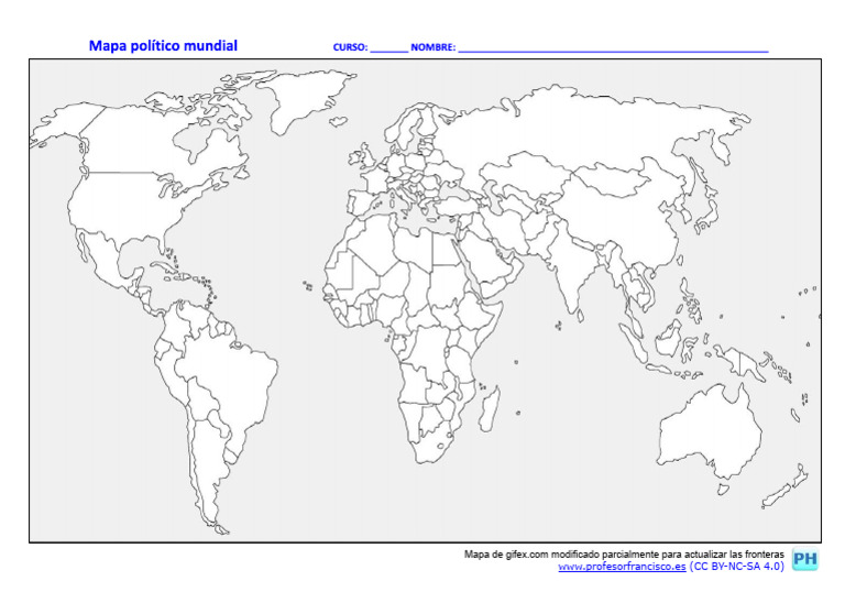 Mapa mundi politico para completar | PDF