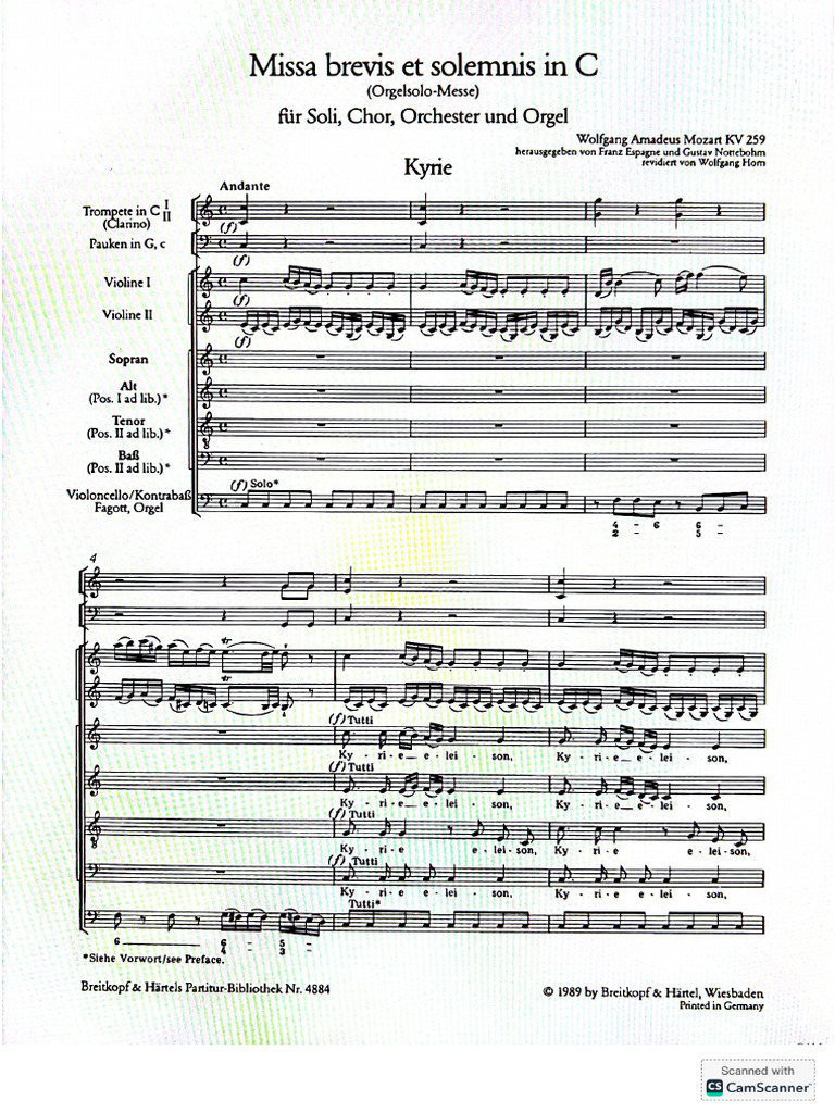 Kyrie Missa Brevis Mozart 259 | PDF