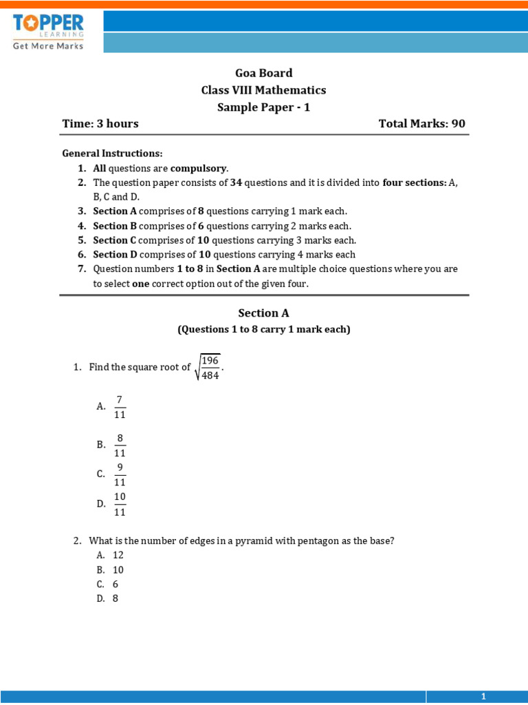 Grade 8 Math Question Paper Term 1 | PDF | Area | Geometry