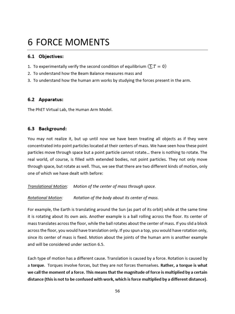 Chapter 6-Force Moments | PDF | Force | Lever