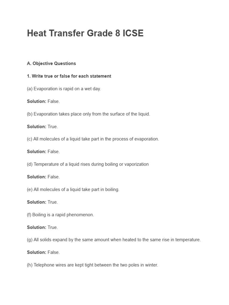 Heat Transfer Quiz for Grade 8 | PDF | Evaporation | Boiling