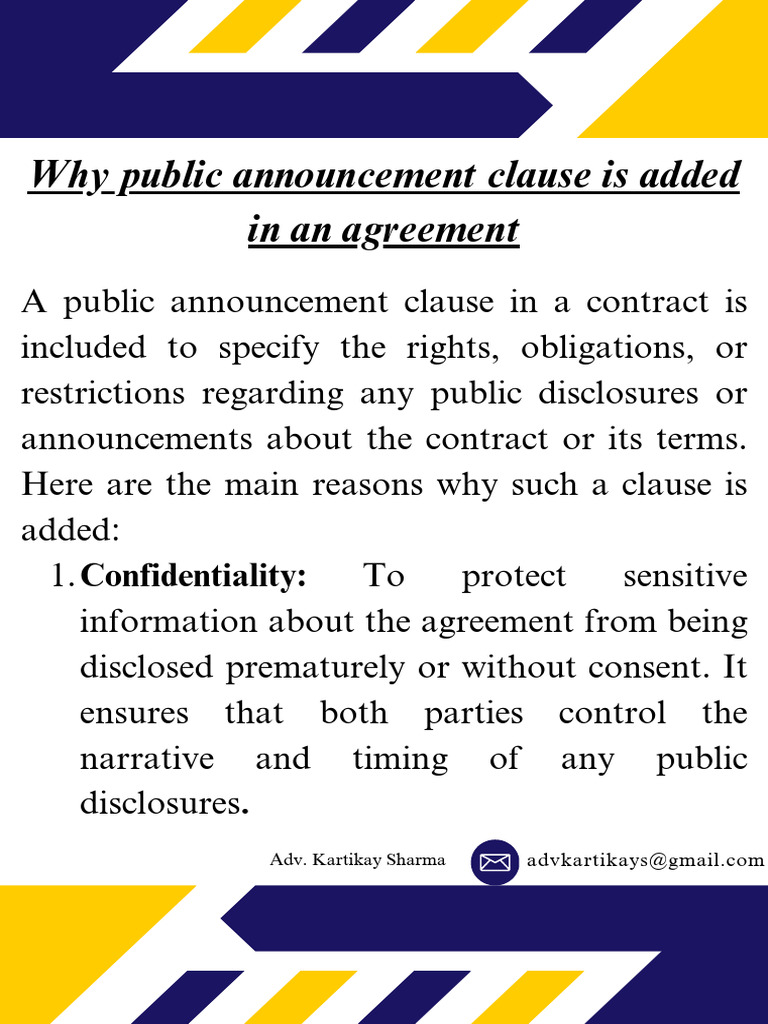 Importance of Public Announcement Clauses | PDF