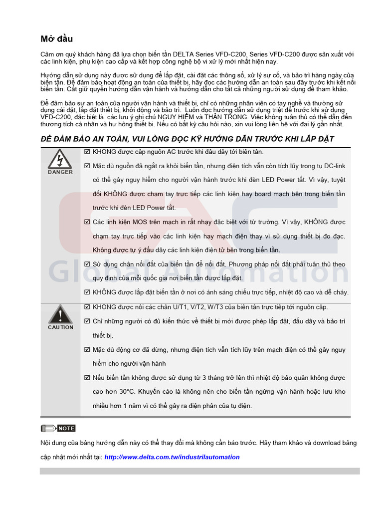 (Plctop - Com) Delta VFD-C200 Tieng Viet | PDF