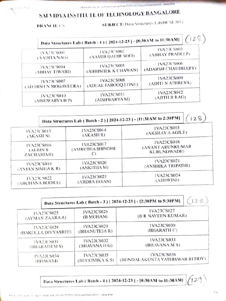 DS EXTERNAL LAB Seating Lab Numbers | PDF