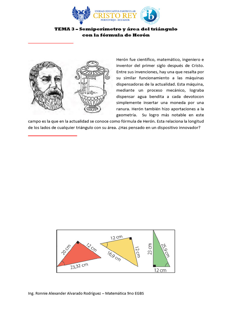 TEMA 4 - Semiperímetro y Área Del Triángulo | PDF | Triángulo | Matemáticas