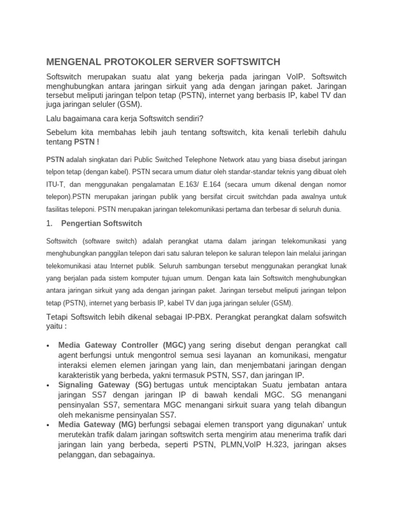 Mengenal Protokoler Server Softswitch | PDF