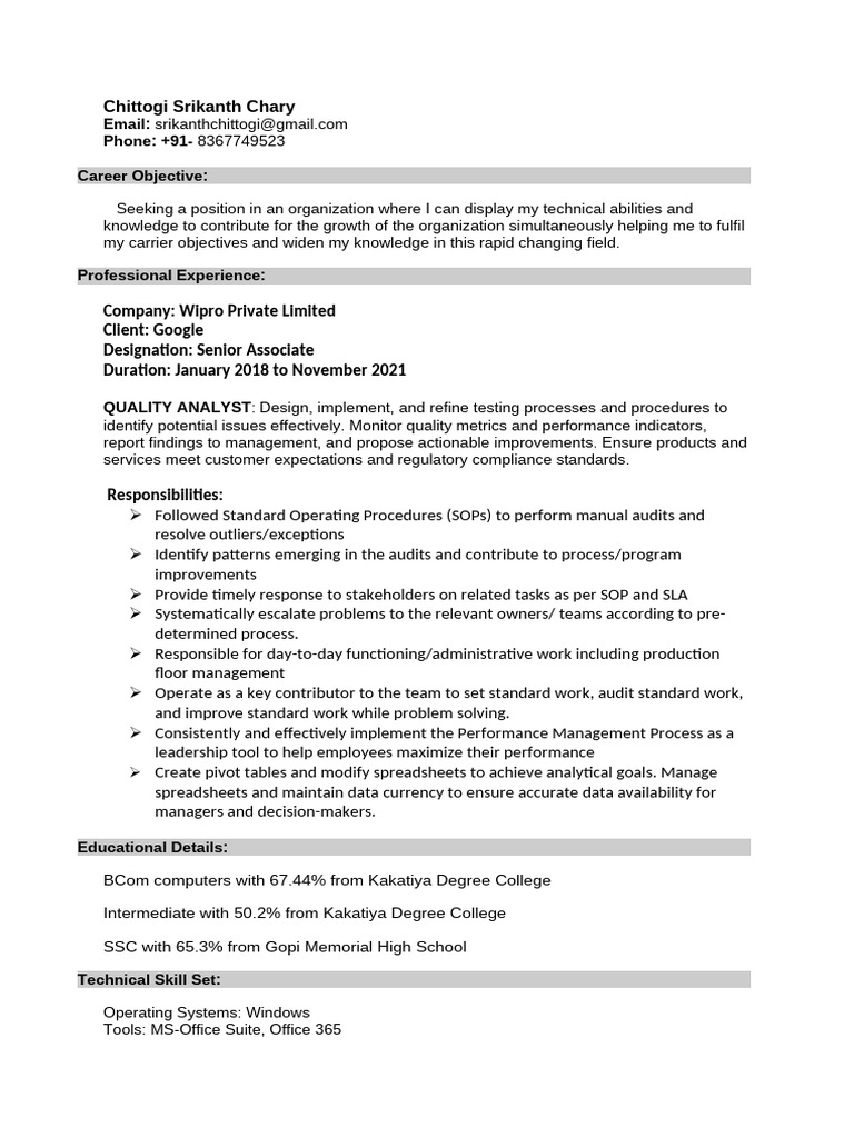 Srikanth Amazon Resume | PDF