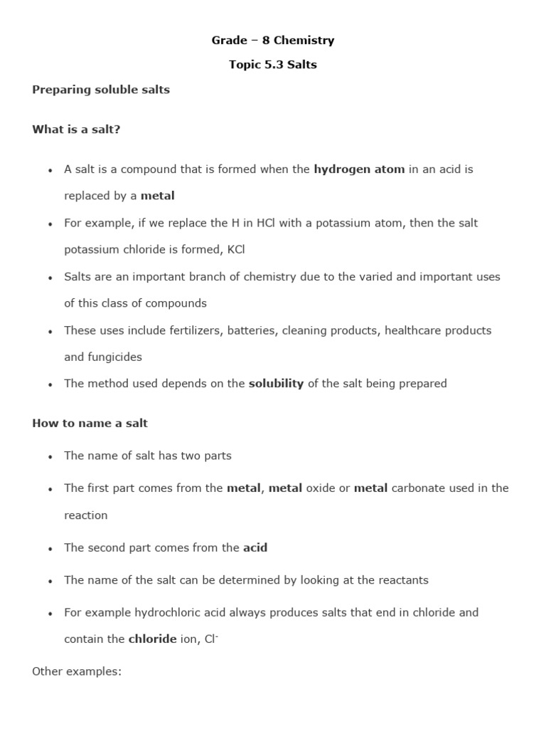 Preparing Soluble and Insoluble Salts | PDF | Salt (Chemistry) | Solubility