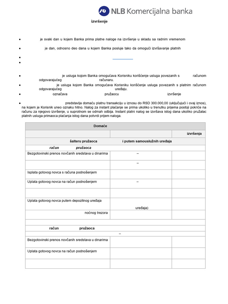 Terminski Plan Za Prijem I Izvrsavanje Platnih Transakcija Pravnih Lica ...