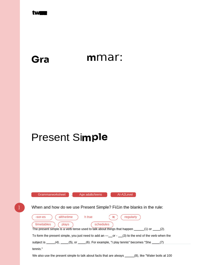 Present Simple Grammar Guide | PDF | Linguistics | Grammar