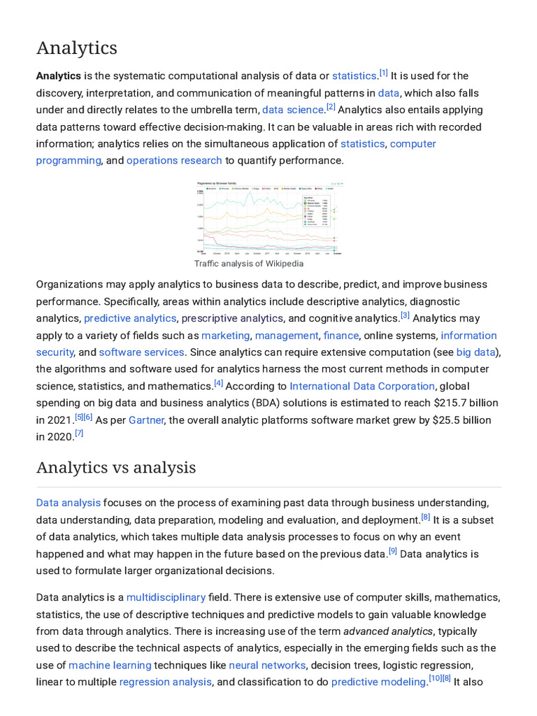 Analytics - Wikipedia | PDF | Analytics | Data Analysis