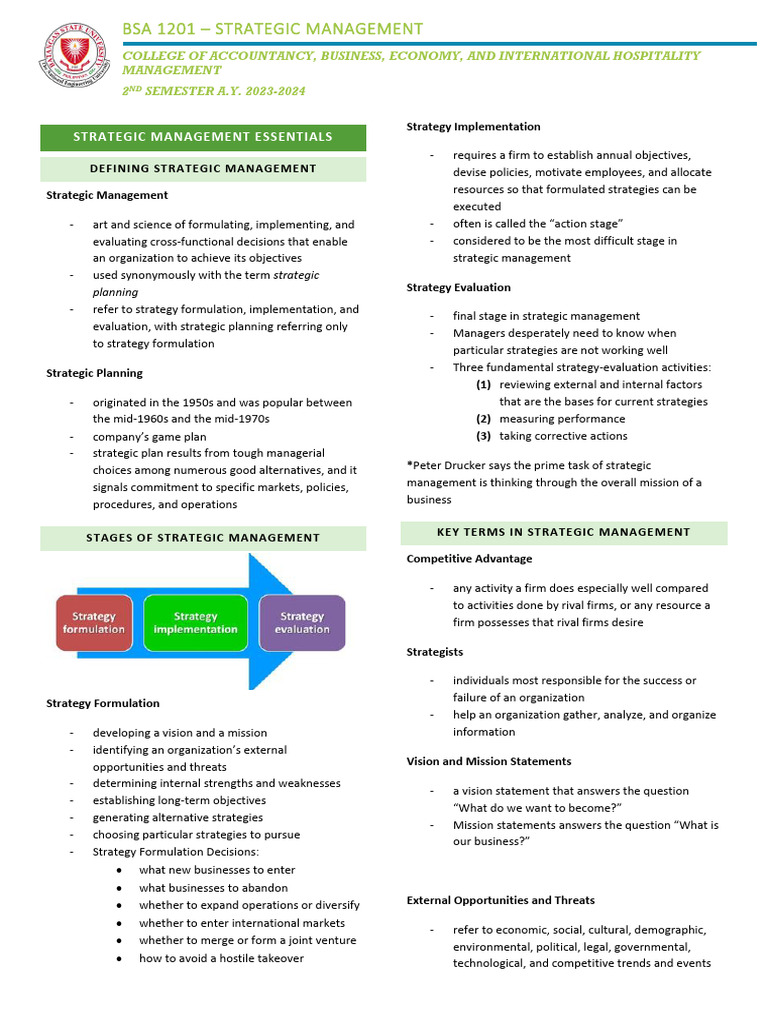 Strategic Management Essentials Overview | PDF | Strategic Management ...