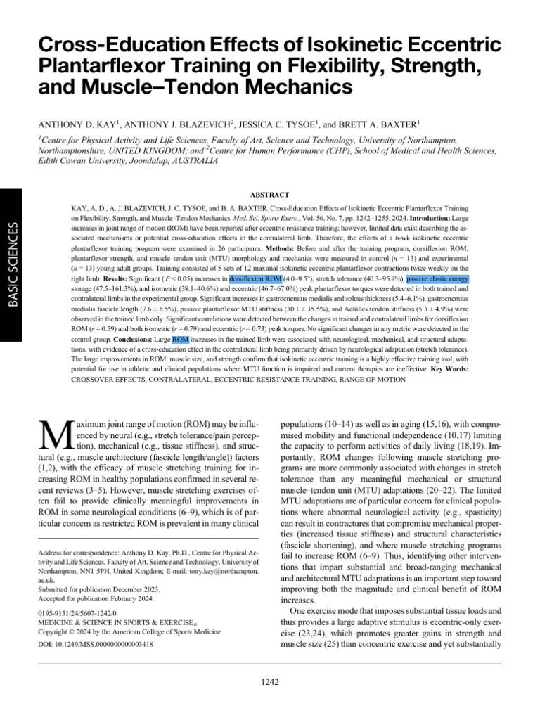 Kay. Cross Education Effects of Isokinetic Eccentric.4 | PDF | Muscle ...