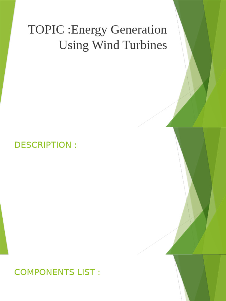 TOPIC:Energy Generation Using Wind Turbines | PDF