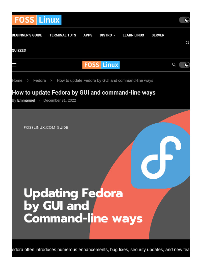 How To Update Fedora by GUI and Command-Line Ways | PDF | Computer Architecture | Computing