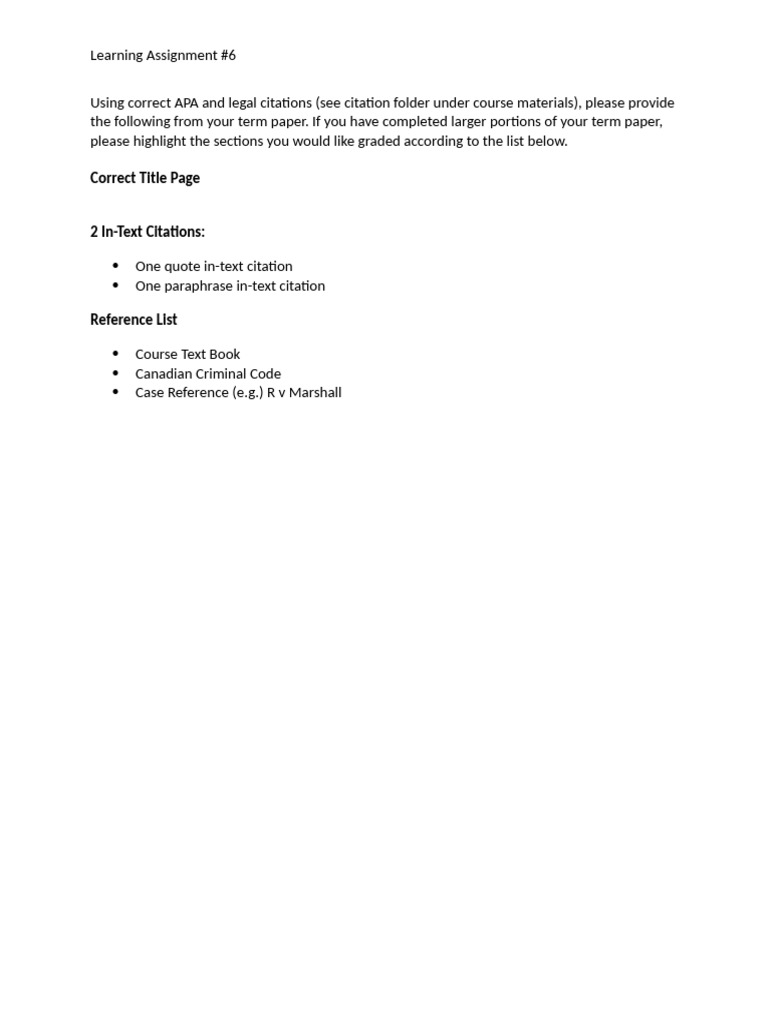 Learning Assignment #6 Instructions | PDF