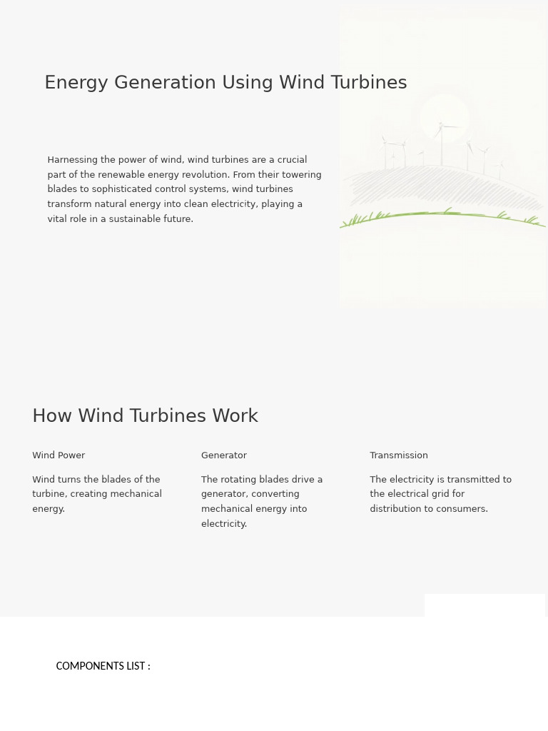 Energy Generation Using Wind Turbines | PDF