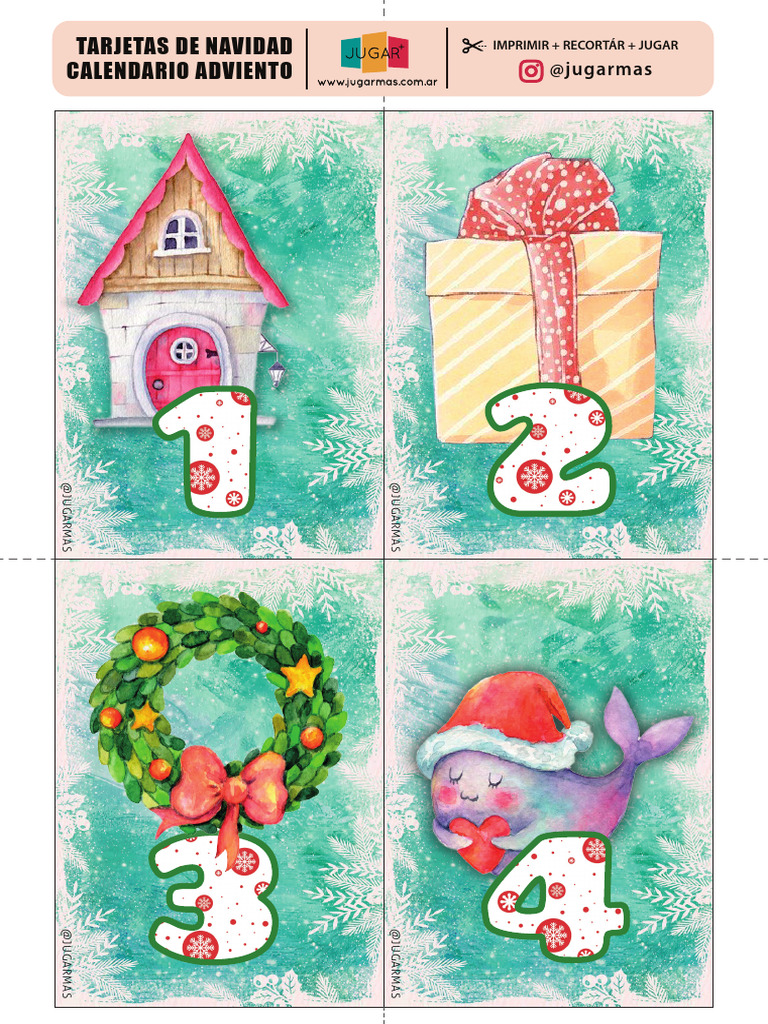 Calendario Adviento - Tarjetas Decorativas | PDF