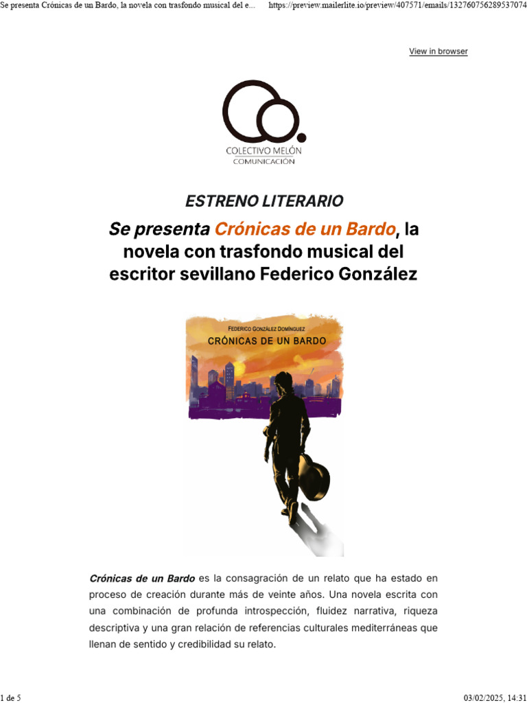 Se Presenta "Crónicas de Un Bardo", La Novela Con Trasfondo Musical Del ...