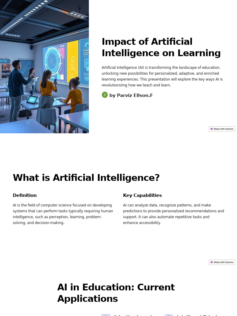 Impact Of Artificial Intelligence On Learning Pdf Artificial