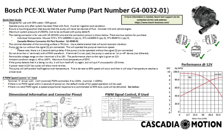 Bosch PCE-XL Pump Quick Start Guide | PDF | Electrical Connector | Pump