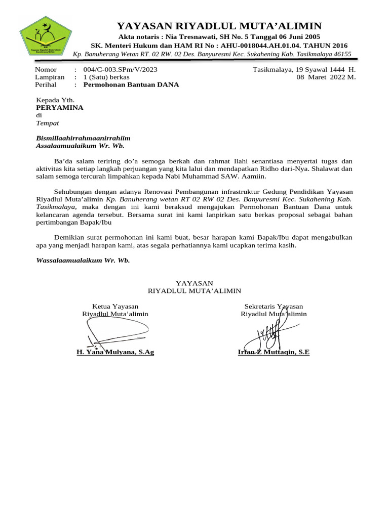 004C-003.SPmX2022 Surat Permohonan Dana | PDF