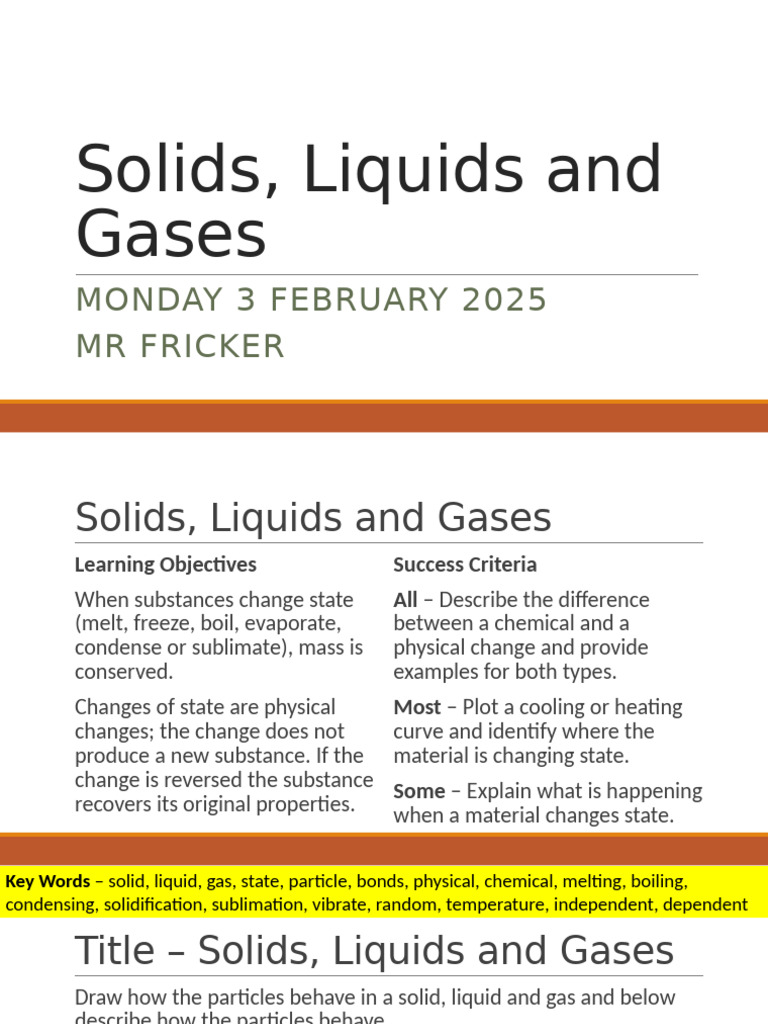 Solids, Liquids and Gases | PDF | Gases | Liquids