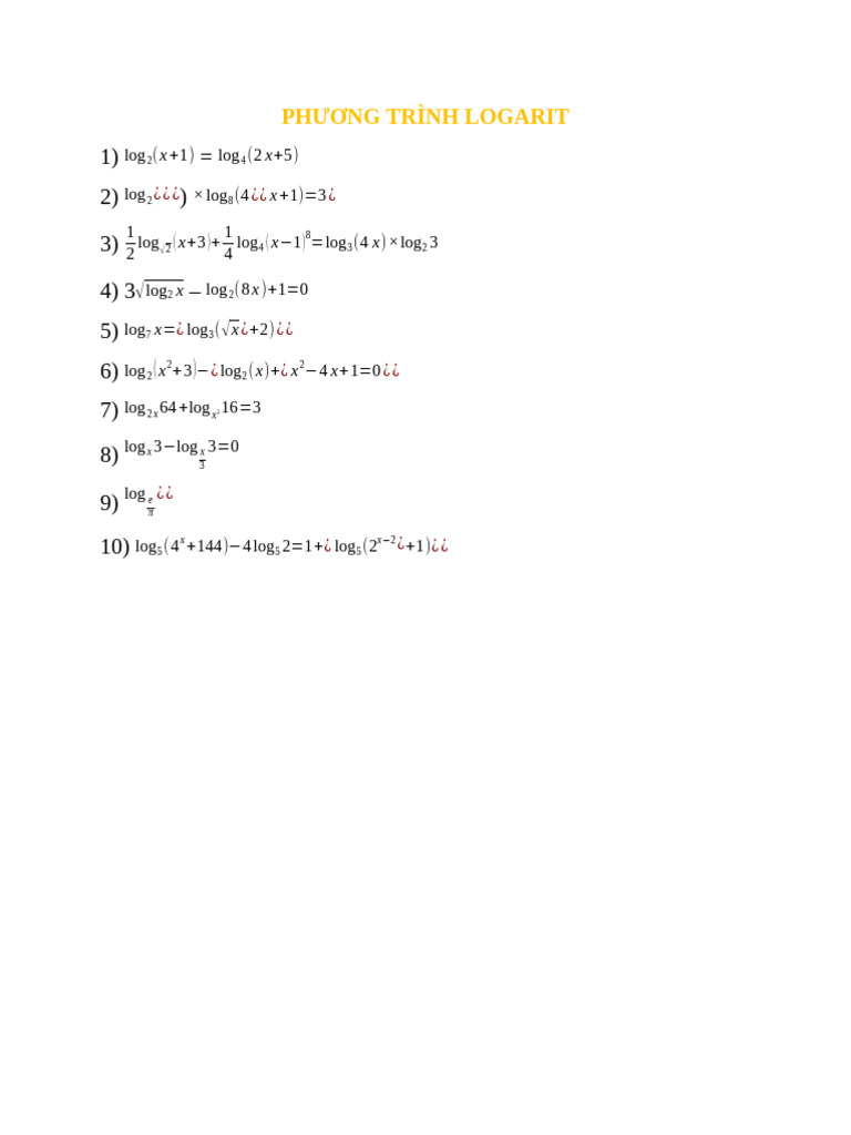 Phương Trình Logarit | PDF