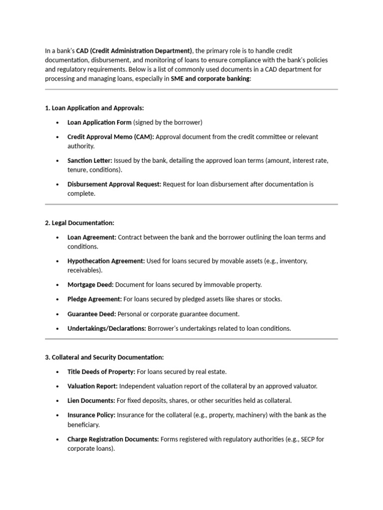 Understanding the CAD Department in Banking | PDF | Loans | Banks