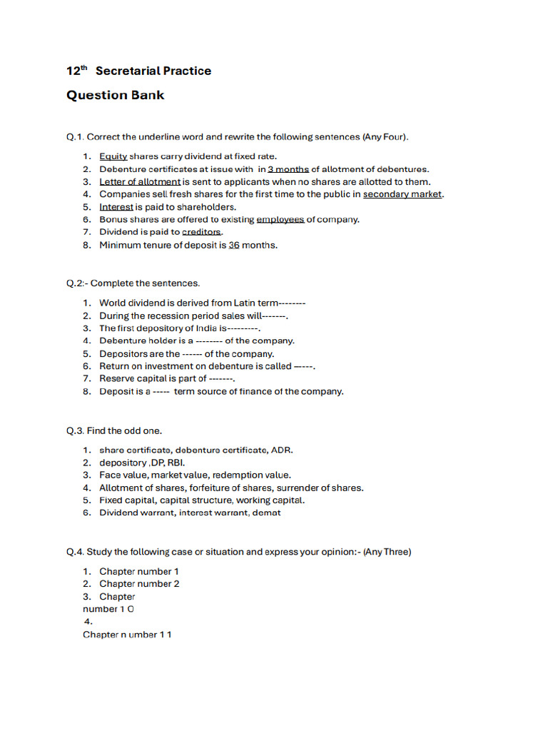 QB (Secretarial Practice) | PDF