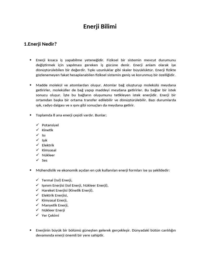 Enerji Bilimi | PDF