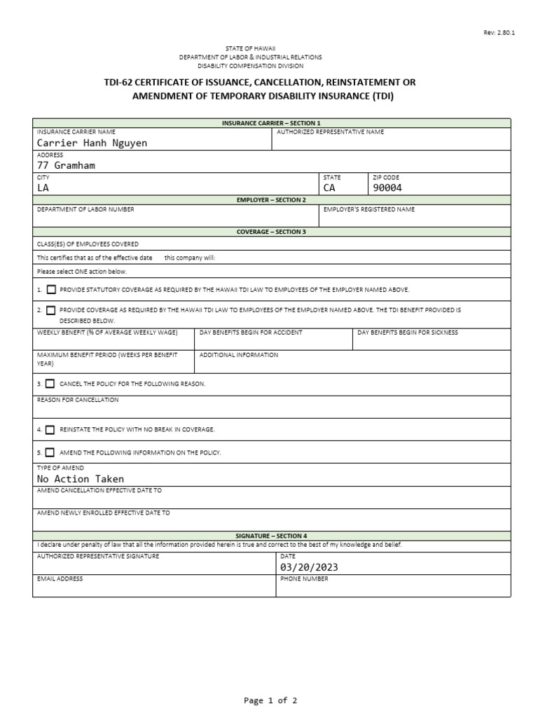 TDI-62 Submitted Template - A1F53000000BiyEEAS | PDF | Employment ...