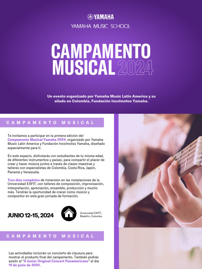Campamento Musical Yamaha 2024 en Colombia | PDF | Musicología | Las ...
