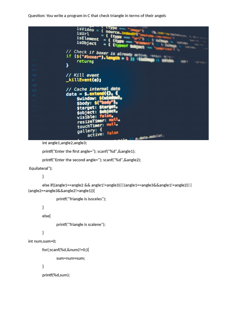 C Program to Classify Triangles by Angles | PDF