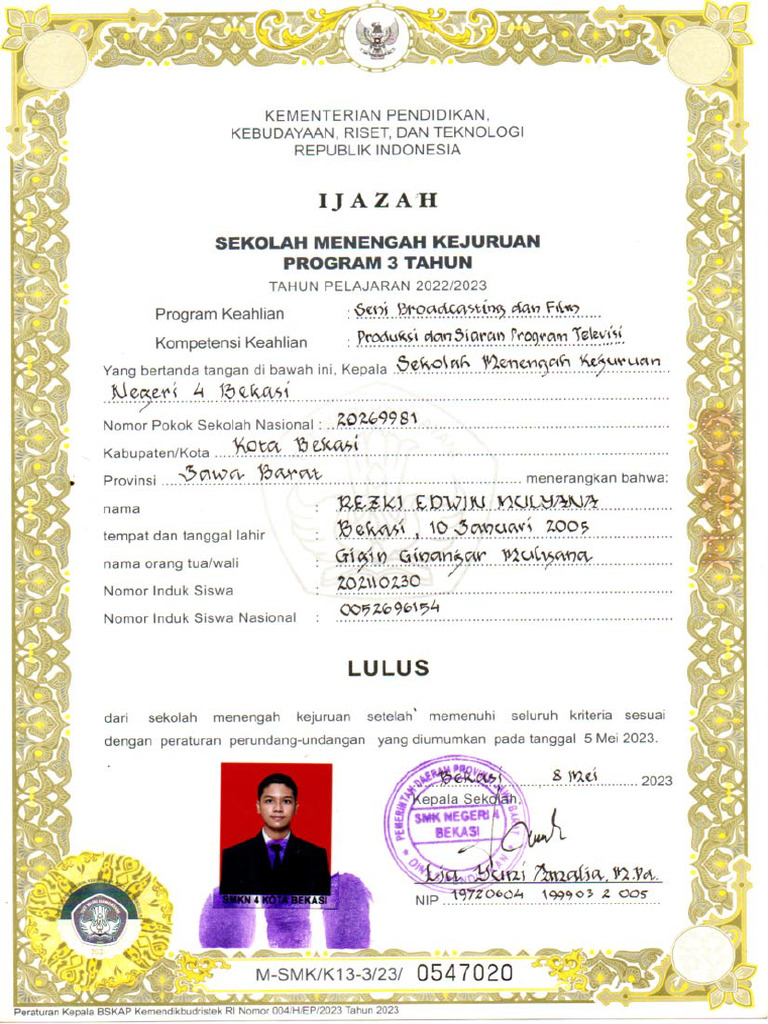 Ijazah Rezki Merged | PDF