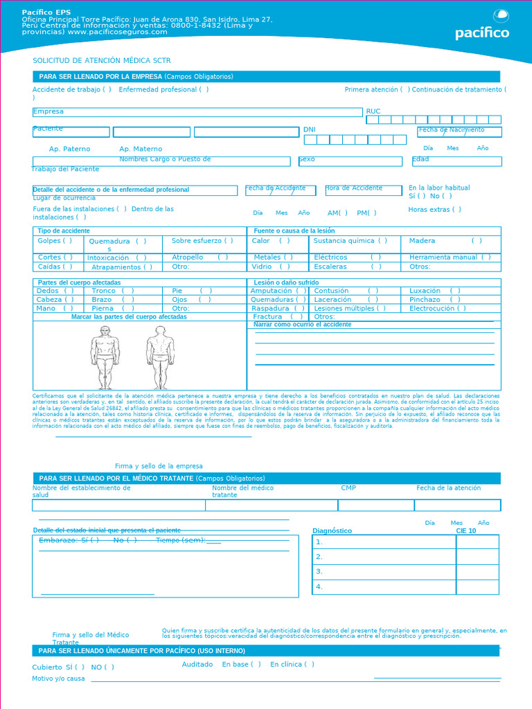SOLICITUD_ATENCION_UNICA_SCTR (1) | PDF | Historial médico | Diagnostico medico