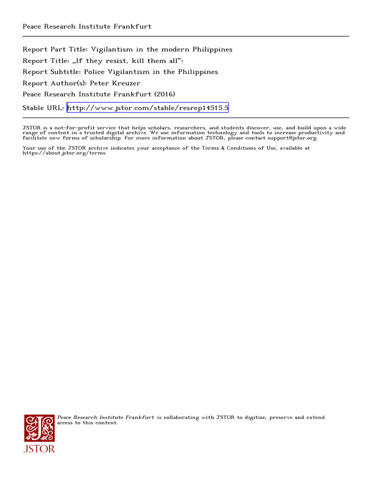 Kreuzer - Vigilantism in Modern Philippines | PDF | Crimes | Crime ...