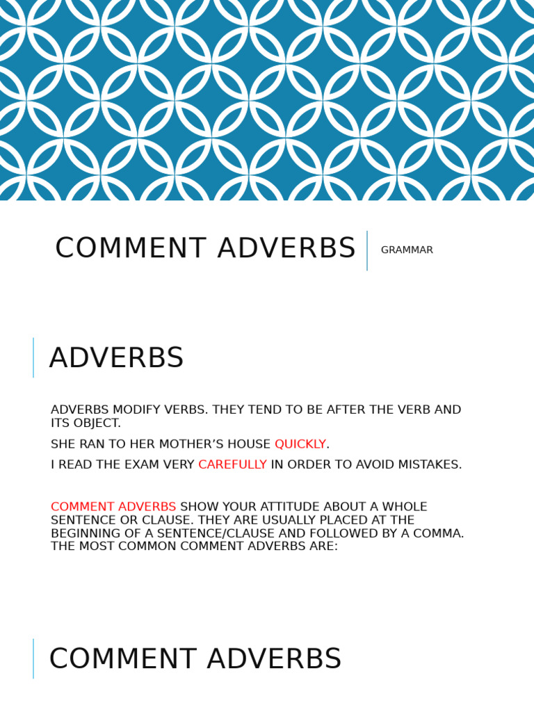 Comment adverbs | PDF