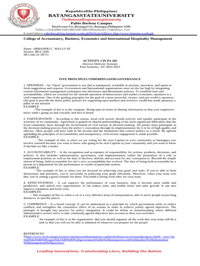 Five Principles Underpin Governnce | PDF | Governance | Economies