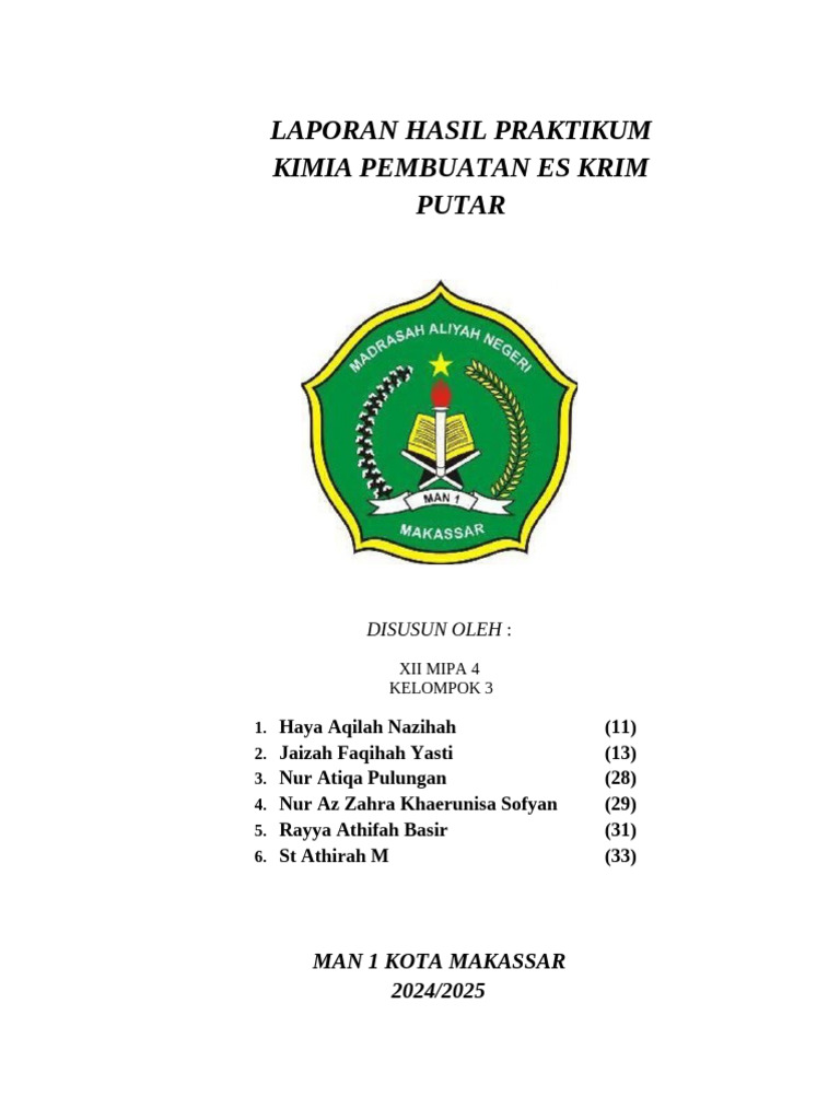 Laporan Pratikum Kimia-1 | PDF