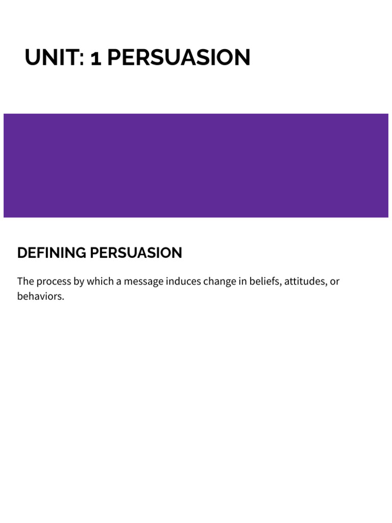 Unit- 1 Persuasion | PDF | Persuasion | Attitude (Psychology)