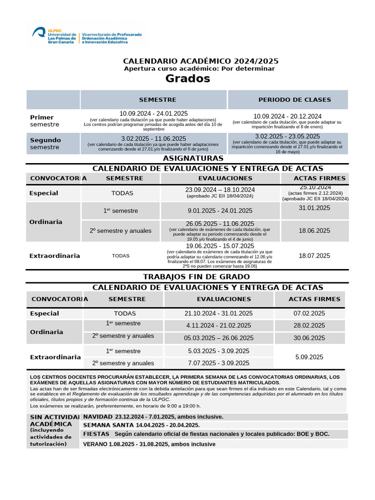Eii Calendario Academico 2024 2025 | PDF