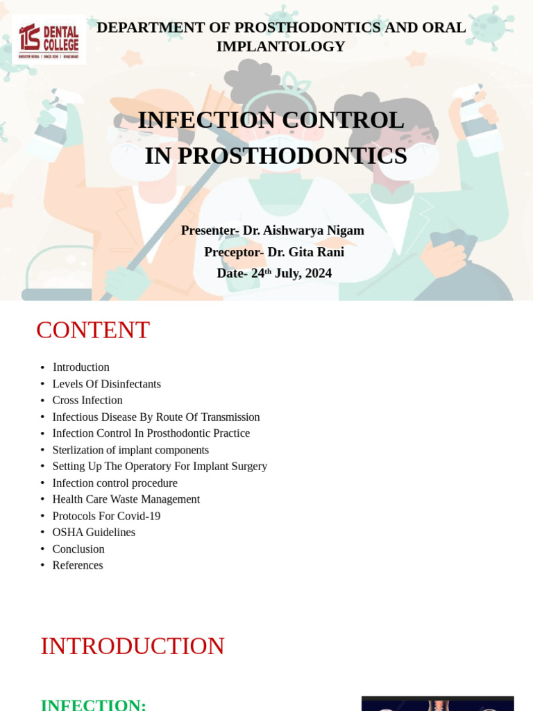Infection Control in Prostho | PDF | Sterilization (Microbiology ...