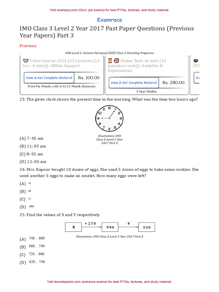 IMO Class 3 Level 2 Year 2017 Part 3 | PDF
