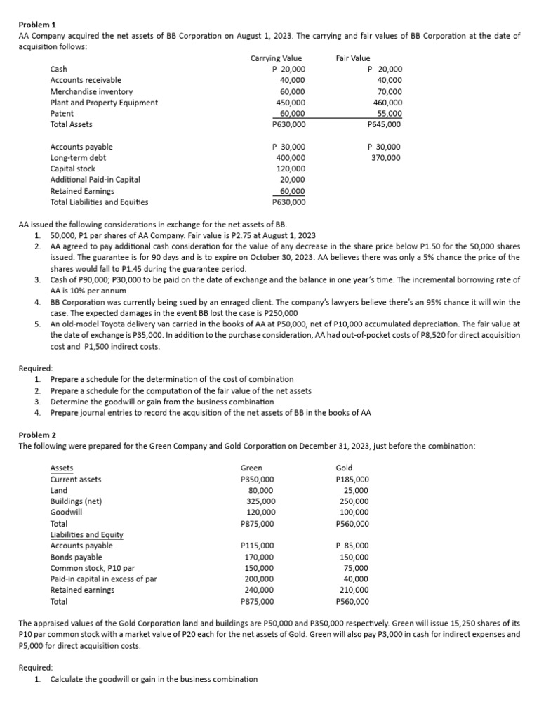Business Combination Goodwill Calculation | PDF | Goodwill (Accounting ...
