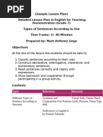4 Types of Sentences Lesson Plan | PDF | Question | Sentence (Linguistics)