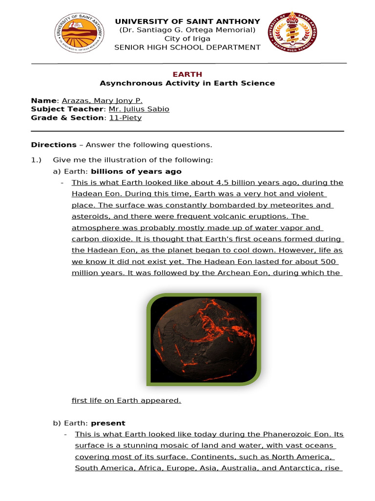 Asynchronous Activity in Earth Science (Earth) | PDF | Earth | Oceans