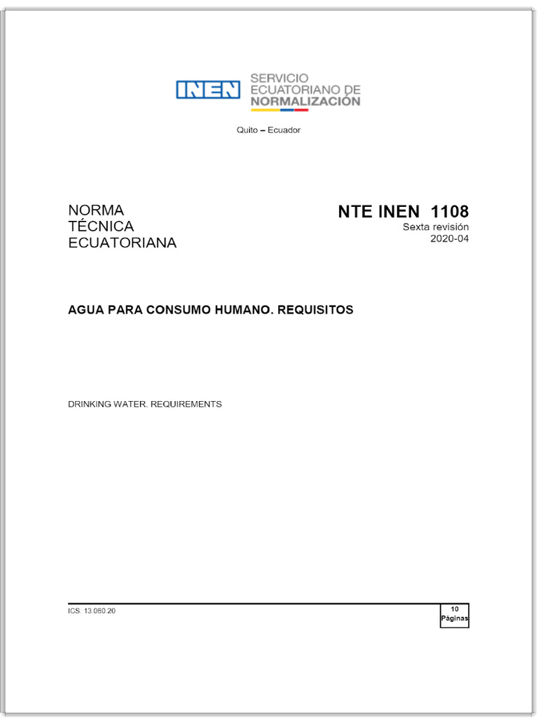 NTE INEN 1108 Sexta Revisión | PDF