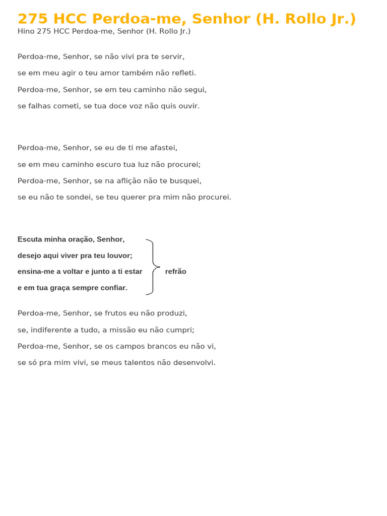 Hino 275 HCC: Perdoa-me, Senhor | PDF
