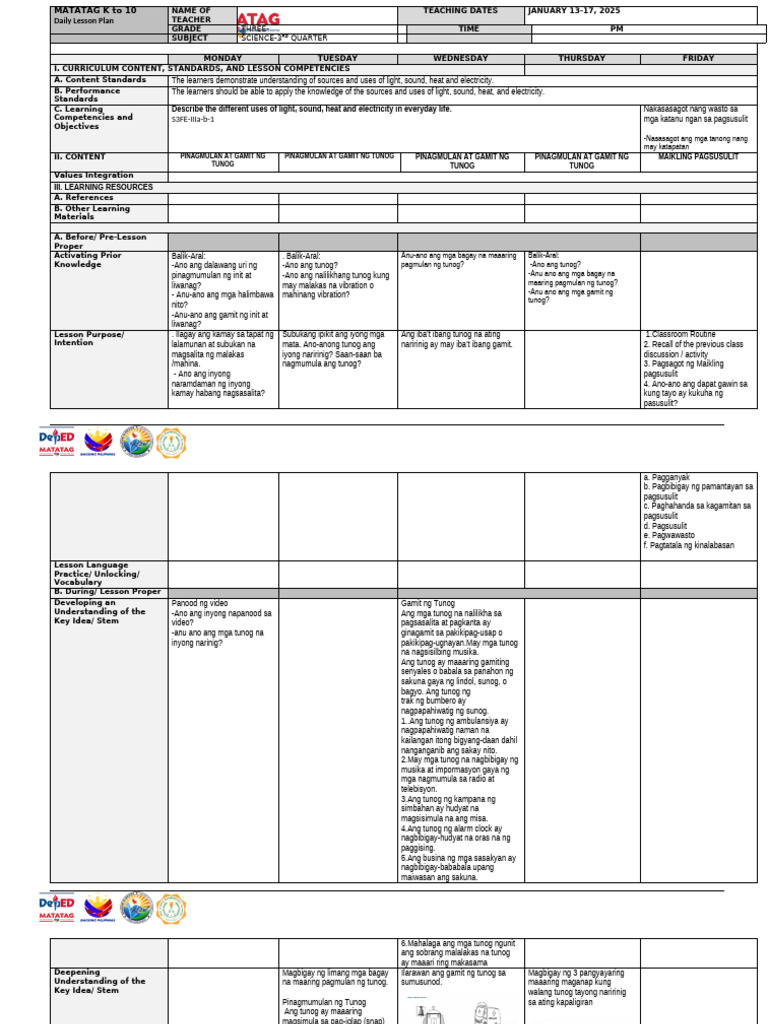 Science - Q3 - DLP - Week - 6 | PDF